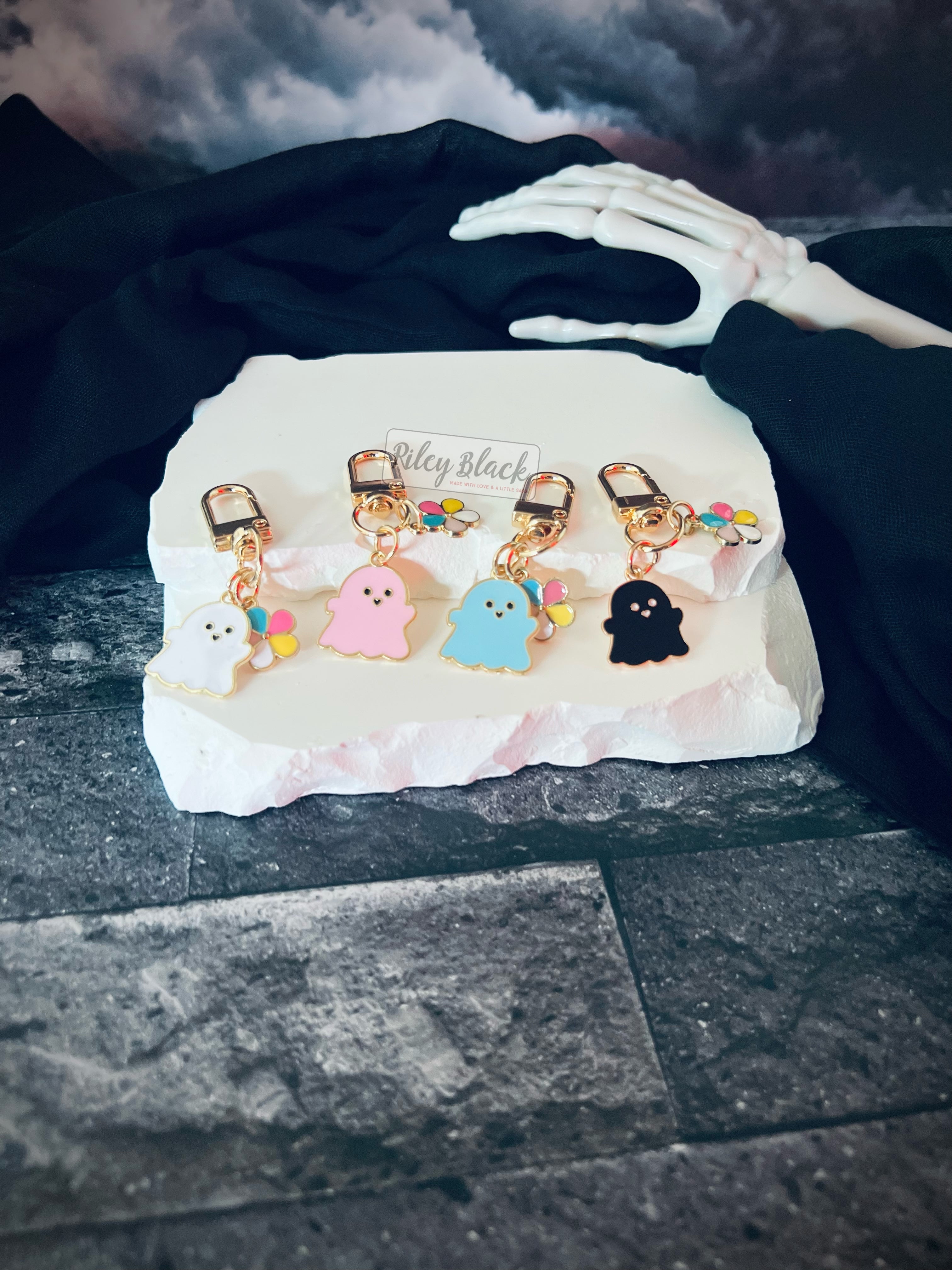 Cute Colorful Ghost Keychains – Riley Black Designs