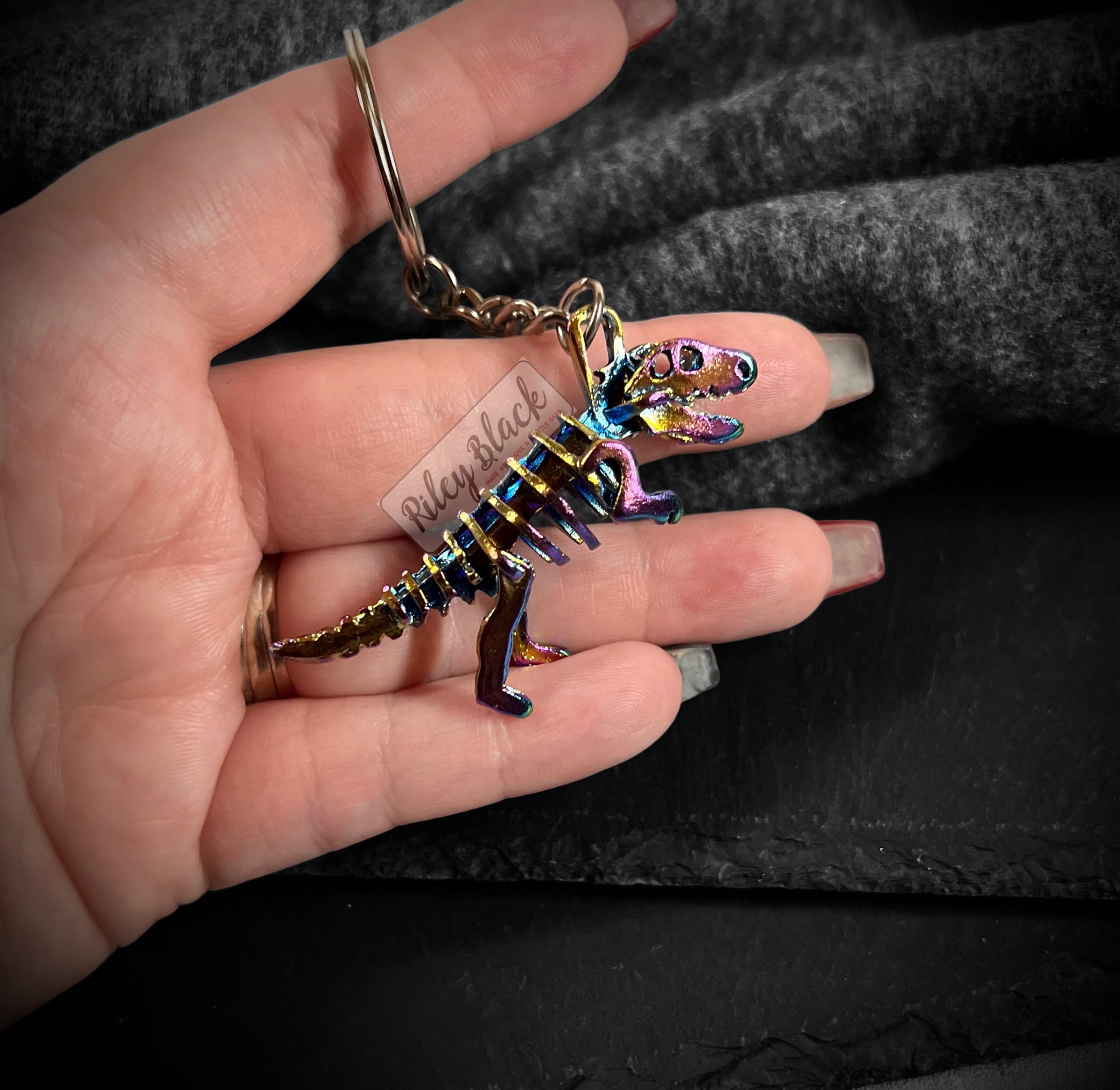 Rainbow Metal Dinosaur Keychains – Riley Black Designs