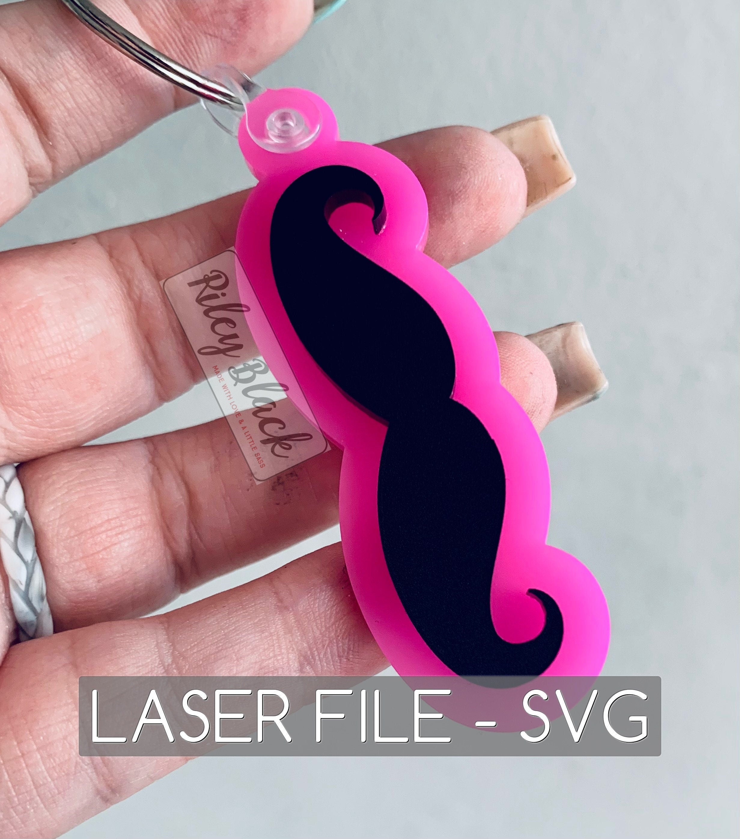 DIGITAL DOWNLOAD Layered Mustache Keychain svg, Digital Cut File ...
