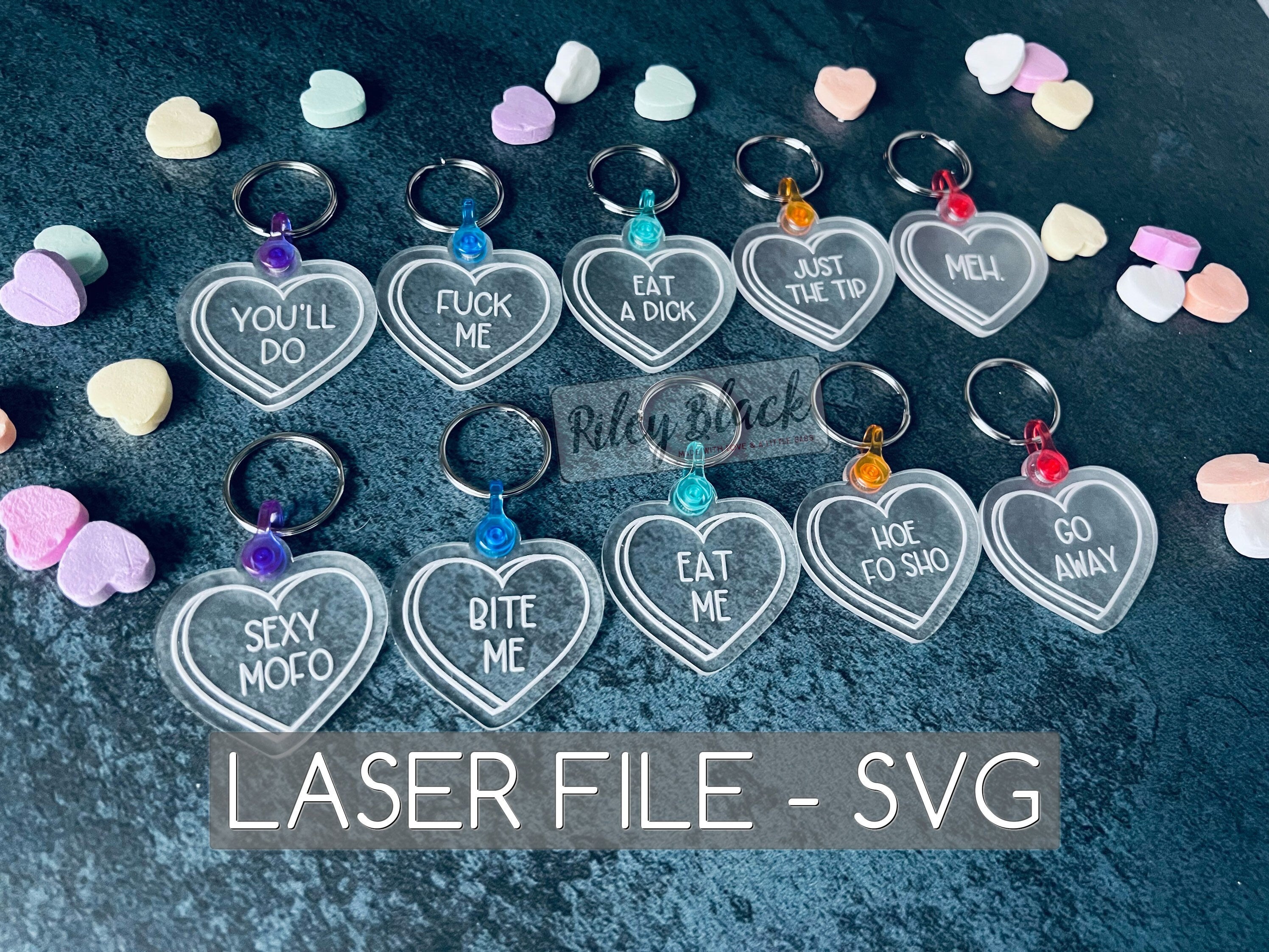 DIGITAL DOWNLOAD Conversation Heart Keychains Funny Snarky svg Version ...